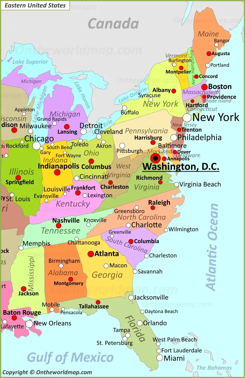 Discover the East with USA-Eastern-States-Map: A Vibrant Journey ...